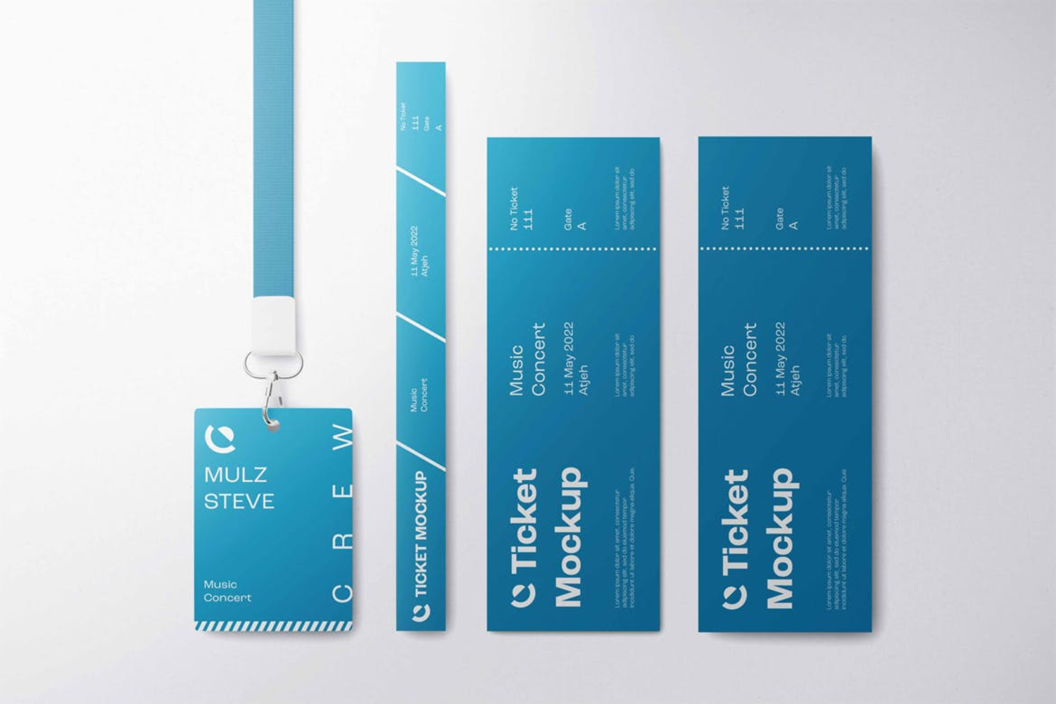 5091 身份证机票腕带相关VI设计PSD样机素材包 Id Card Ticket & Wristband Mockup@GOOODME.COM _ 果觅网（gooodme）